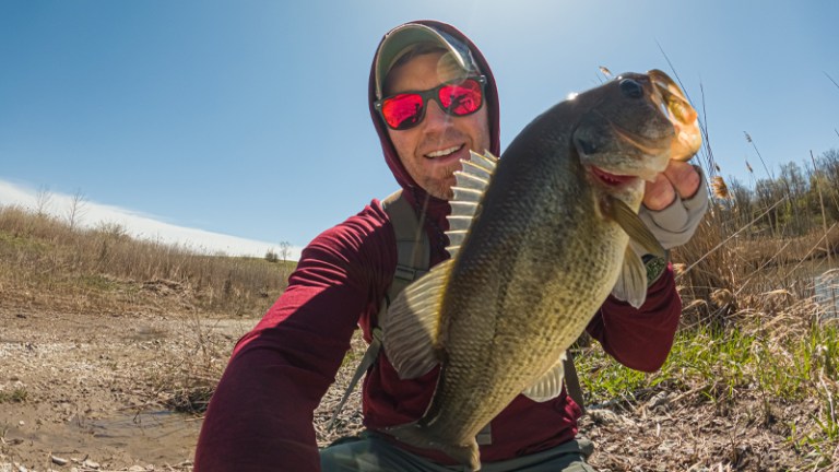 aj hauser minimalist fishing largemouth bass pond bank texas rig 5 ...